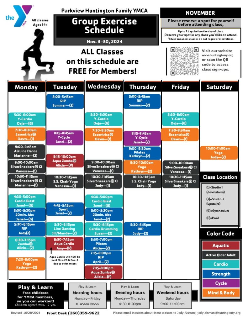 Class Schedules – Huntington YMCA
